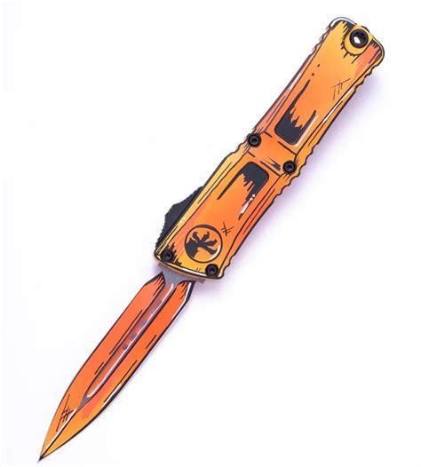 Microtech Combat Troodon Gen Iii Otf Automatic Knife Cel Shaded Orange Dagger Aumt11421orcomics
