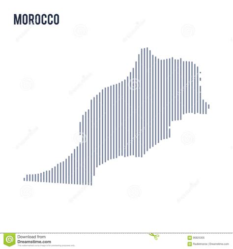 Vector Abstract Hatched Map Of Morocco With Vertical Lines Isolated On