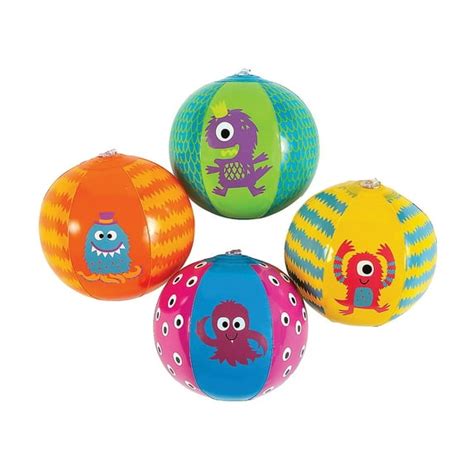 Fun Express Monster Mini Beach Ball Toys Inflates Mini Beach Balls 12 Pieces
