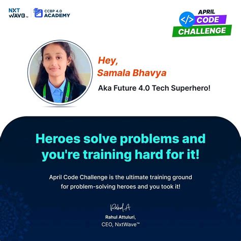 samala bhavya on linkedin aprilcodechallenge nxtwave ccbp ccbpians