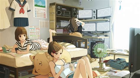 Anime Anime Girls Original Characters Bedroom Wallpapers Hd