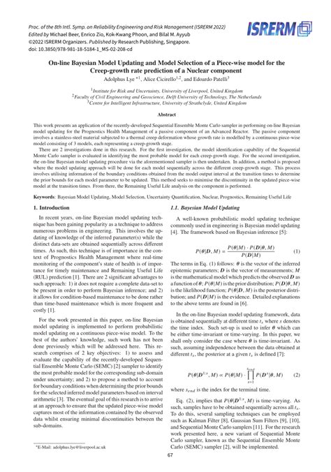 Pdf On Line Bayesian Model Updating And Model Selection Of A Piece