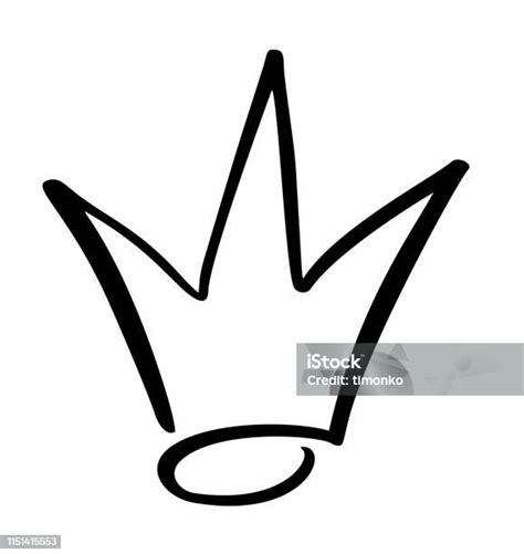 양식에 일치 시키는 크라운의 손으로 그린 상징 검정색 잉크와 브러시로 그려집니다 벡터 일러스트 레이 션 흰색 절연입니다 로고 디자인입니다 그런 지 브러쉬 스트로크 개념에