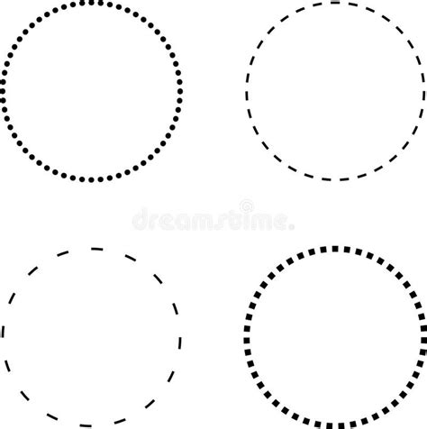 Dotted Line Circle Frame Vector Dashed Outline Design Of Border Icon