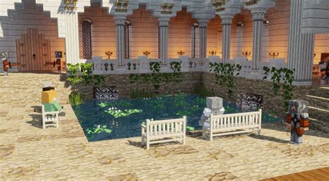 宝条みちる Minecraft On Twitter Rt Crafter Isoter Miniaturiachallenge 第7回テーマ：「癒しの水辺」 『中庭の人工池