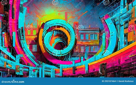 Colorful Intertwining Geometric Art Image In Different Colors Stock