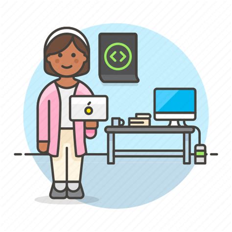 Code Coder Coding Desk Developer Female Html Icon Download On Iconfinder