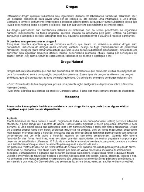 Drogas Pdf Drogas Psicoativas Cocaína