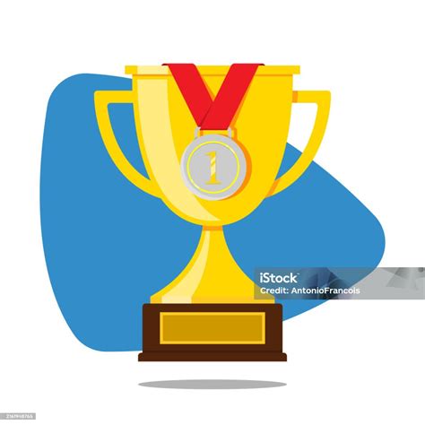 메달 황금 우승자 상을 가진 트로피 컵 일러스트 레이 션 벡터 Championship에 대한 스톡 벡터 아트 및 기타 이미지