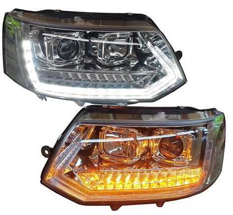 LED Tagfahrlicht Scheinwerfer für VW T5 GP Facelift 09-15 chrom LED ...