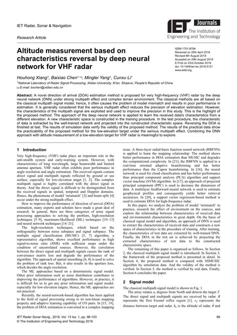 Altitude Measurement Based On Characteristics Reversal By Deep Neural Network For Vhf Radar