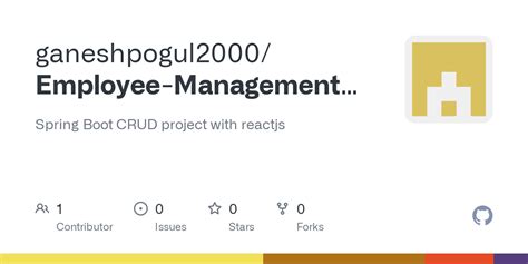 Github Ganeshpogul Employee Management System Spring Boot Crud Project With Reactjs