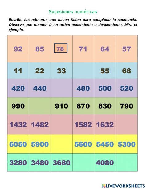 Secuencias Numericas Interactive Worksheet For Matematica Secuencias