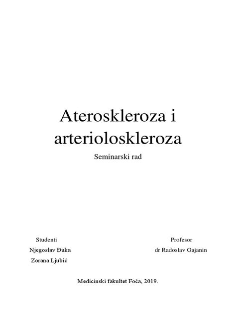 Ateroskleroza I Arterioloskleroza Pdf