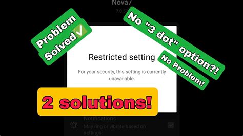 Restricted Setting No 3 Dot Option Problem Solved Android 14 Youtube