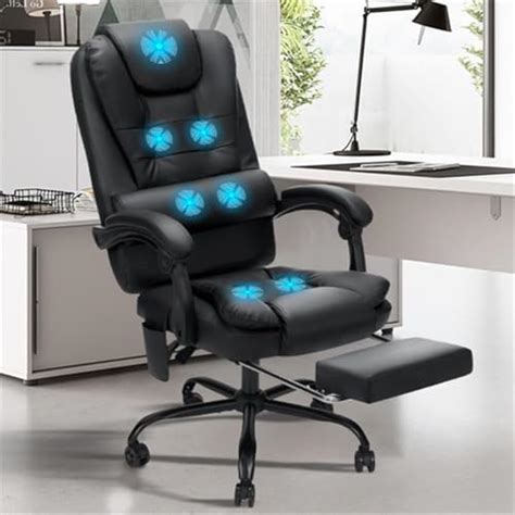 Massage Office Chair Reclining Office Chair With Footrest Soft Leather