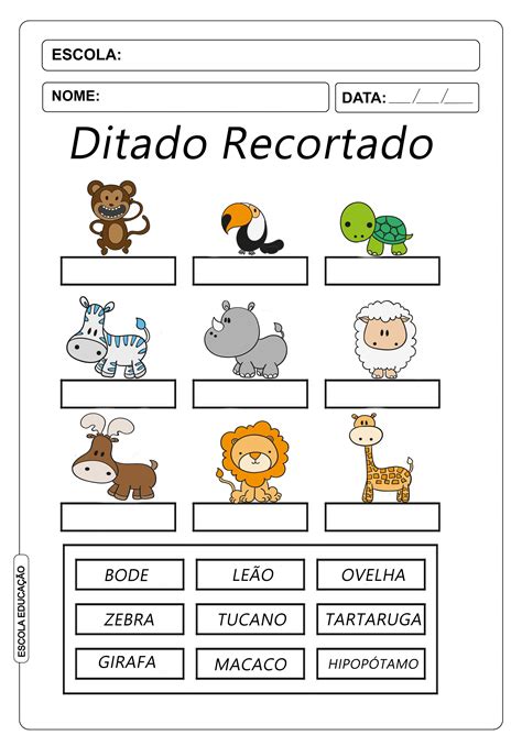 Palavras Para Ditado Alfabetização Braincp