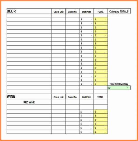 Bar Inventory Template