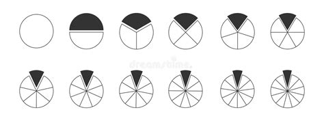 set of circles segmented into sections from 1 to 12 with one separated