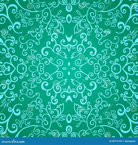 Seamless Emerald Floral Pattern Stock Vector Illustration Of Emerald Curl 40774153