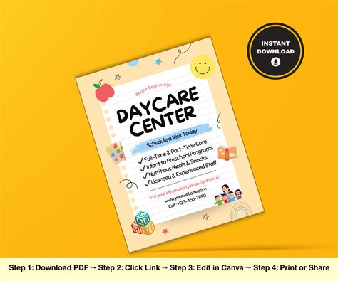 Editable Daycare Center Flyer Template Canva Printable Pdf Etsy