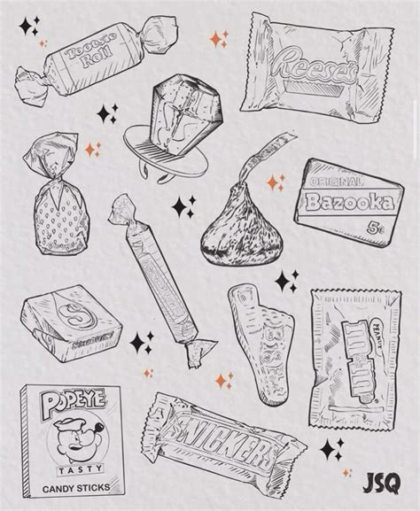 Halloween Candy Tattoo Flash Sheet Art Candy Tattoo Cute Tiny