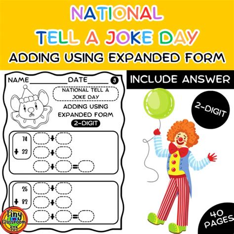 National Tell A Joke Day Math Worksheets Adding Using Expanded Form
