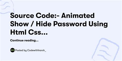 Source Code Animated Show Hide Password Using Html Css And Js — Codewithharsh Buymeacoffee
