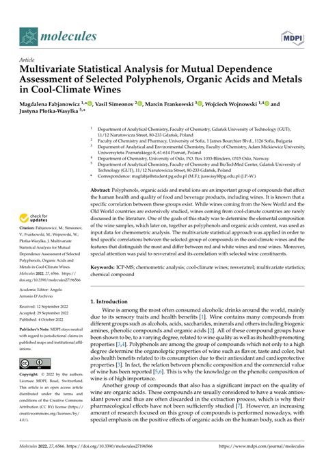 Pdf Multivariate Statistical Analysis For Mutual Dependence