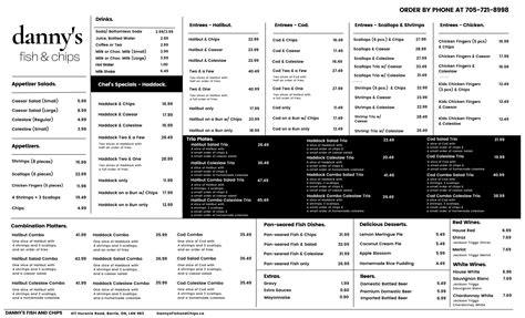 Menu — Dannys Fish And Chips