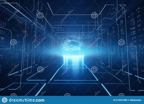 Cloud Computing Data Center Conceptual Illustration Generative Ai