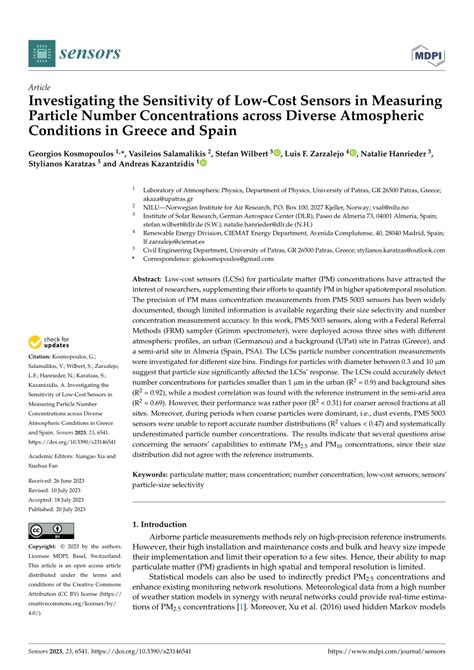 Pdf Investigating The Sensitivity Of Low Cost Sensors In Measuring