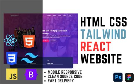 Do Your Html Css Tailwind React Js Website By Shirinadev5 Fiverr