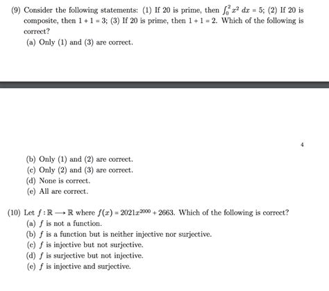Solved 9 Consider The Following Statements 1 If 20 Is