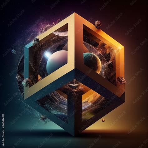 The 4th Dimension Unveiled An Artistic Cube Design Generated By Ai Stock Illustration Adobe