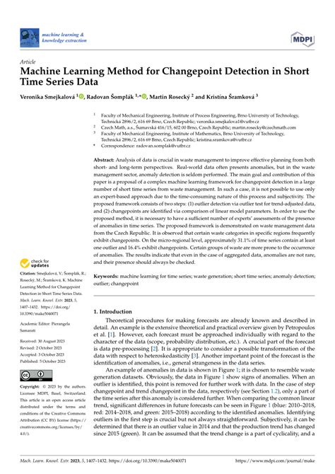 PDF Machine Learning Method For Changepoint Detection In Short Time Series Data