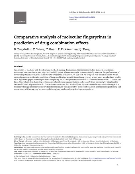 Pdf Comparative Analysis Of Molecular Fingerprints In Prediction Of
