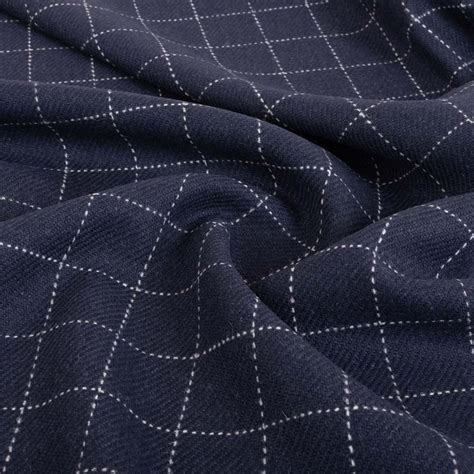 Skye Wool Blue Windowpane Tweed Woven In Scotland Skye Weavers