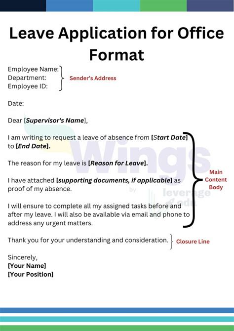 Leave Application Best Format Templates And For Samples Office And School