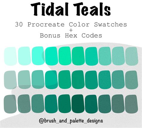 Tidal Teals Procreate Color Palette Gradient Seafoam Mint And Ocean