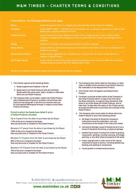 M M Timber Unilog Pro Year Charter Terms Conditions WEB Page M M Timber