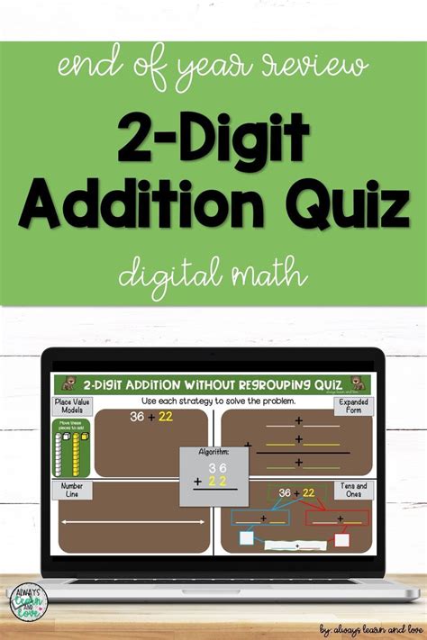 Two Digit Addition Without Regrouping Quiz Addition Words Math