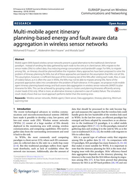 pdf multi mobile agent itinerary planning based energy and fault aware data aggregation in