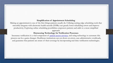 Behind The Scenes Optimizing Patient Access Workflows For Efficiency Ppt