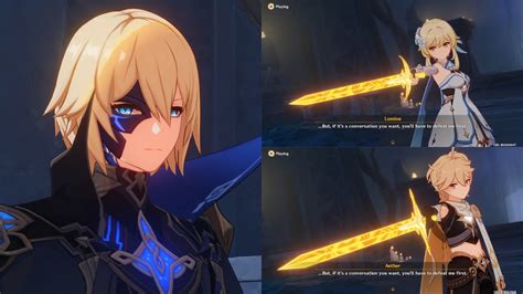 [v4 7] Lumine Aether Vs Dainsleif Duel Cutscene Youtube