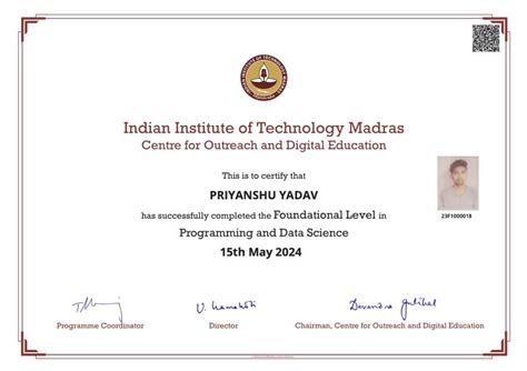 graduated with bs in data science from iit madras priyanshu yadav