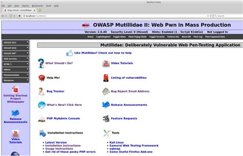 Owasp Mutillidae Ii — Инструменты Kali Linux