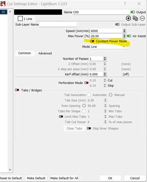 laser mode on grbl and or power modulation grbl lightburn software