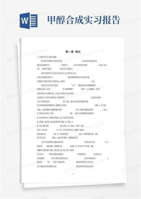 甲醇合成实习报告Word模板下载 编号qxrmaywv 熊猫办公