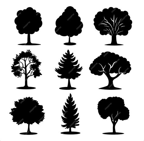 Premium Vector Tree Line Art Silhouette Black And White Vector